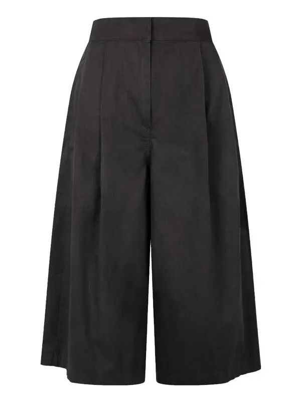STUDIO TOMBOY Pleated Cropped Wide Leg Trousers - Black
