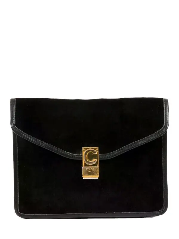 Celine 1970s C Logo Clutch Bag - Black