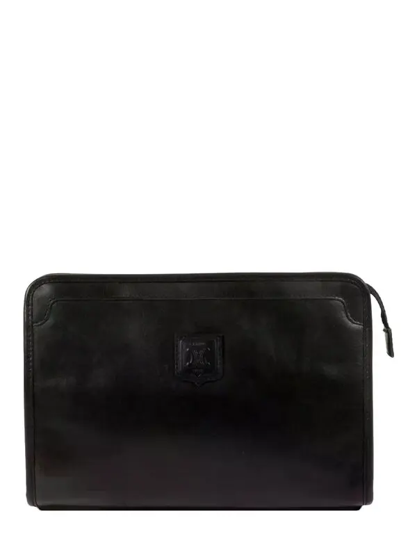 Celine 1970s Triomphe Clutch Bag - Black