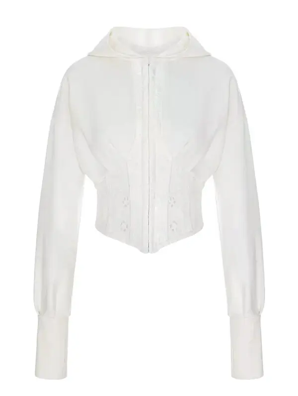 HAMZA Karol Lace-corset Hoodie - White