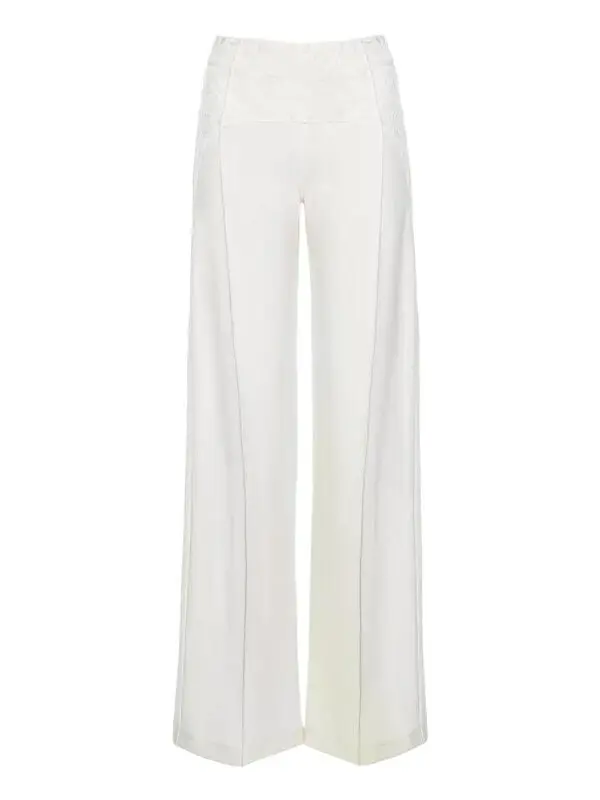 HAMZA Karol Lace-panel Wide-leg Trousers - White