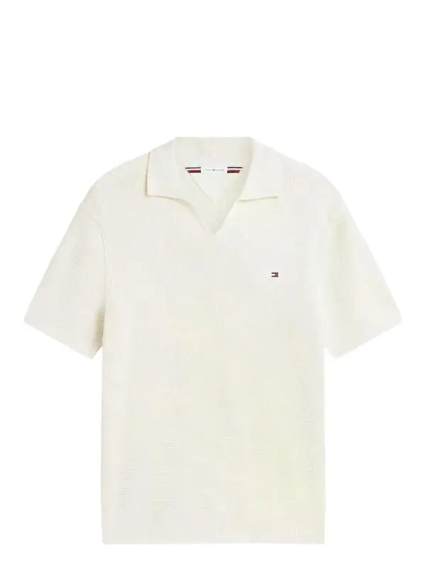 Tommy Hilfiger Textured Open-collar T-shirt - Neutrals