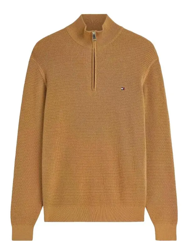 Tommy Hilfiger Textured Quarter-zip Sweater - Brown