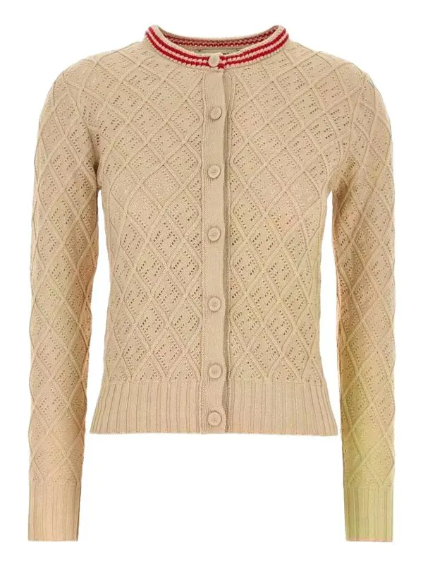 Fendi Ff-motif Open-knit Cardigan - Neutrals