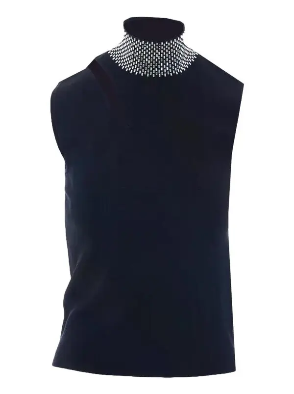 Liu Jo Halter Neck Sleeveless Knit Top With Strass Embellishment - Black