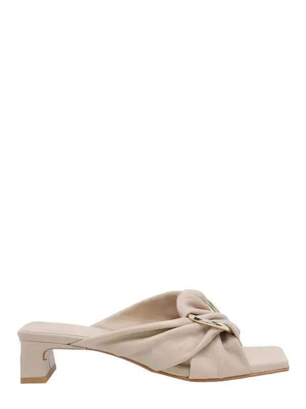 ANGEL ALARCON Square-toe Ring-detail Sandals - Neutrals