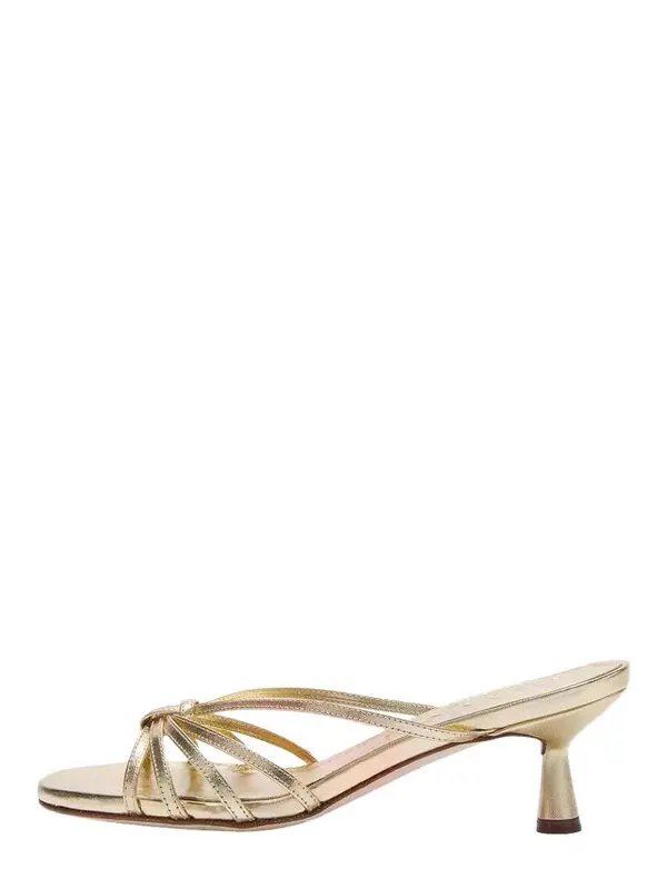 AeydĒ 55mm Abby Leather Heeled Mules - Gold