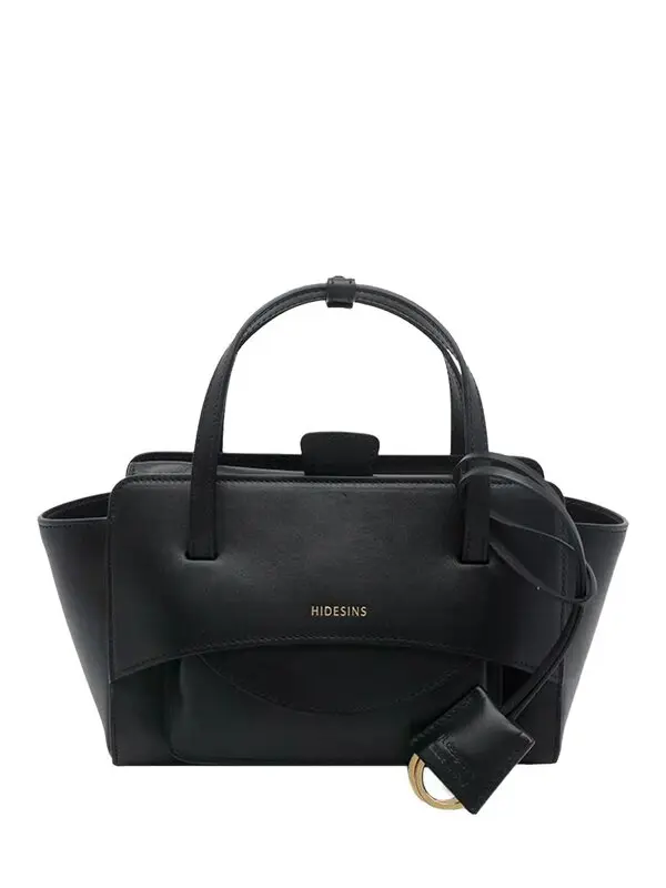 HIDESINS Medium Flap Leather Handbag - Black