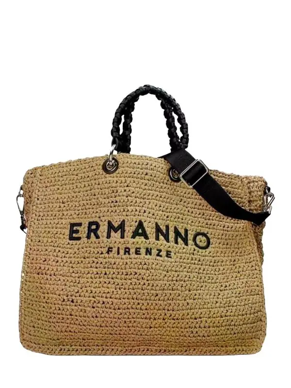 Ermanno Scervino Logo Embroidered Tote Bag - Neutrals