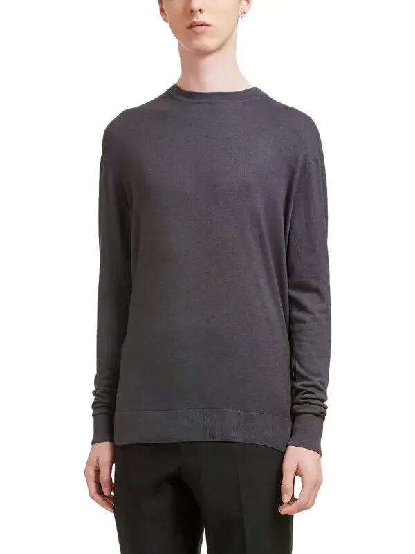AIEZEN Crew Neck Fine-weave Sweater - Grey