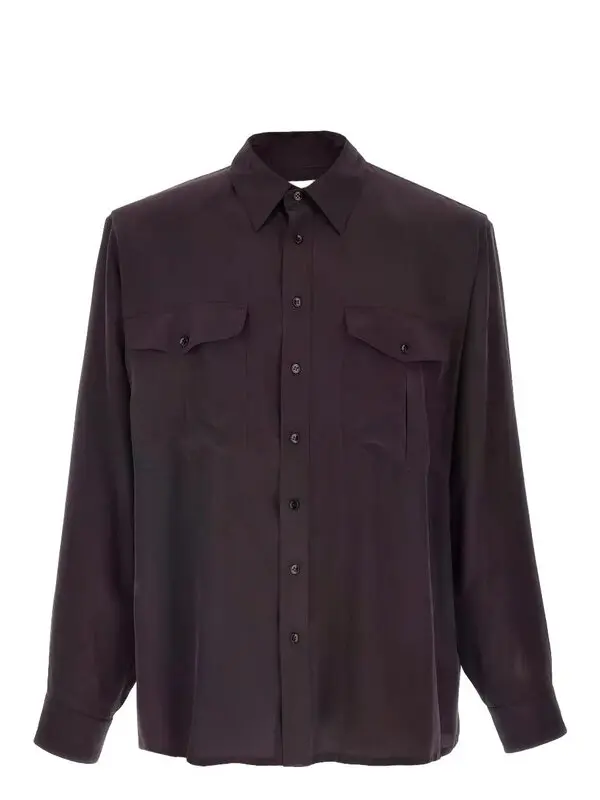Saint Laurent Pointed-collar Cuffed Shirt - Purple
