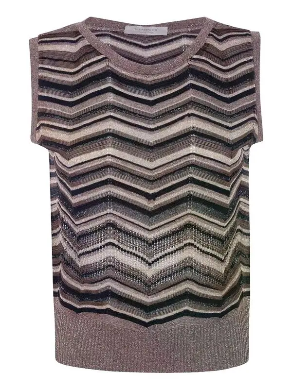 D.exterior Chevron-knit Sleeveless Top - Brown