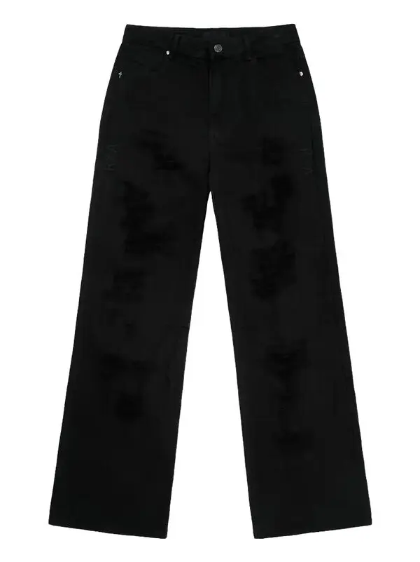RtA Jamie Distressed Wide-leg Flare Jeans - Black