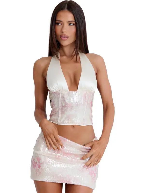 OUTCAST Elvira Mini Skirt In Victoria - Print