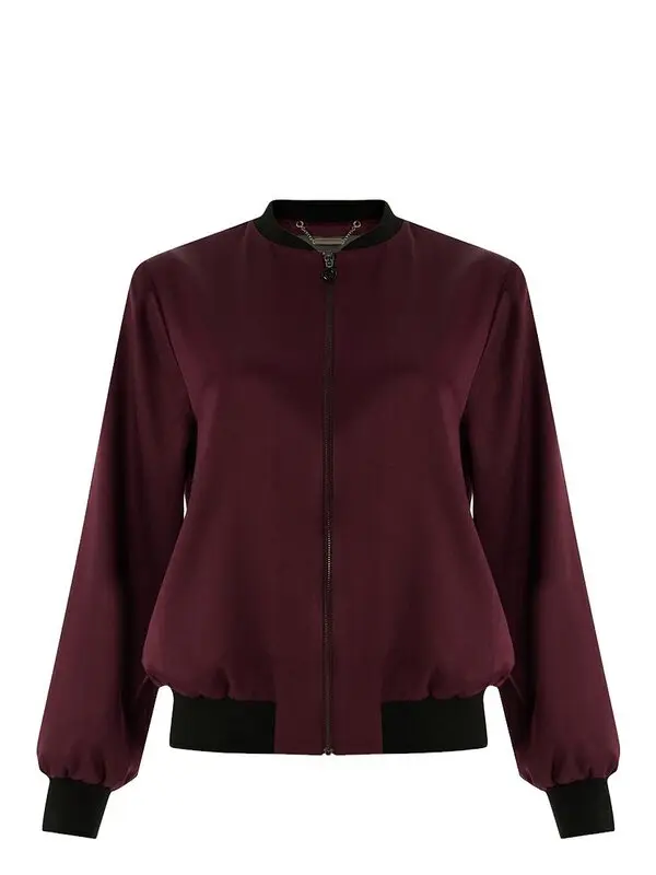 EXQUISE Lacey Bomber Jacket - Red