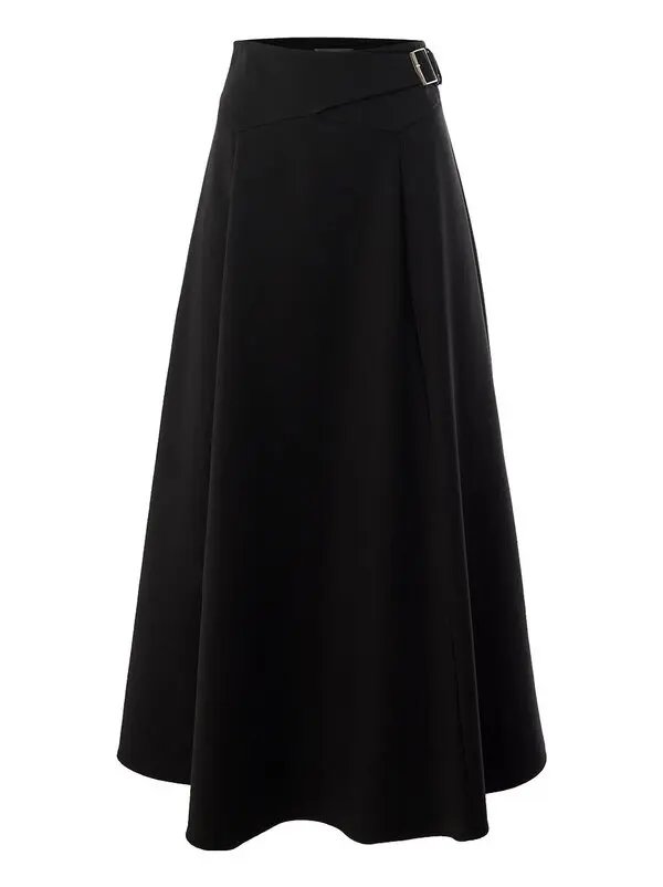 EXQUISE Sol Flared Midi Skirt - Black