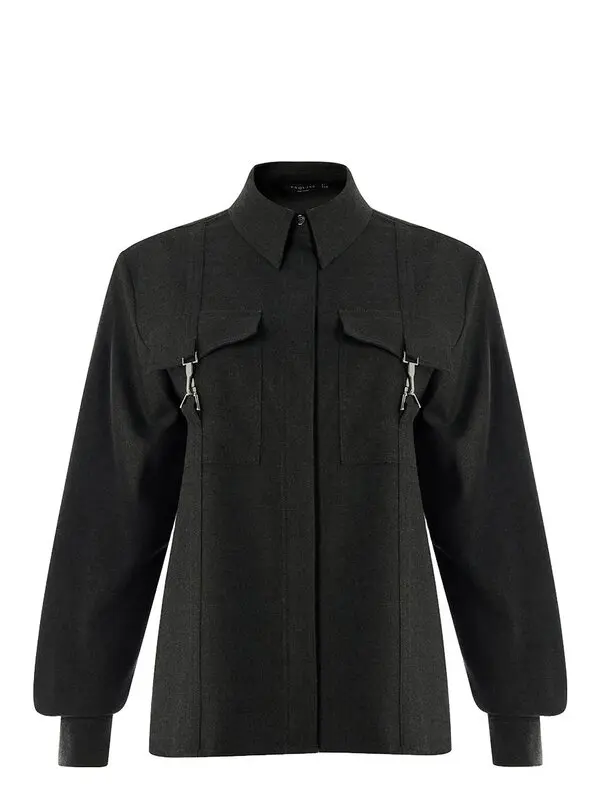 EXQUISE Zendaya Tailored Shirt - Black/grey