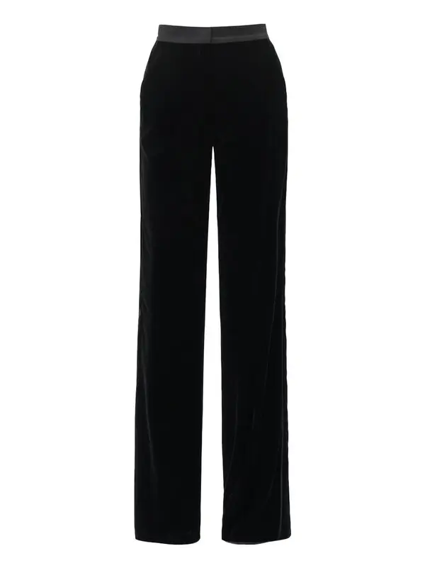 EXQUISE Velvet Straight Cut Trousers - Black