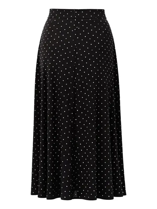 EXQUISE Knit Midi Skirt With Polka Dot Pattern - Black
