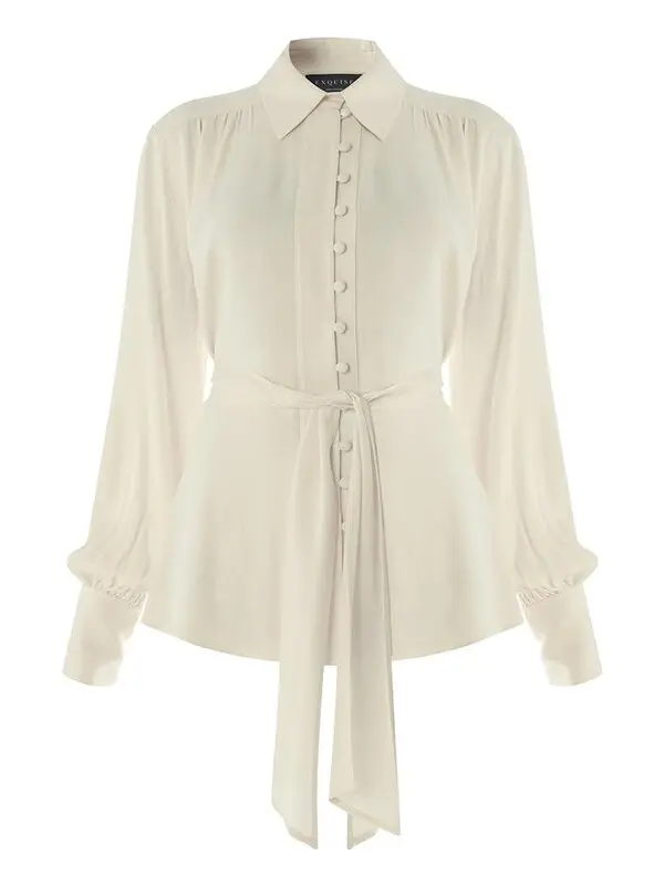 EXQUISE Harlee Long Sleeve Shirt - Beige