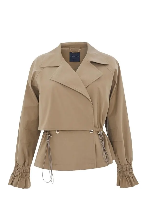 EXQUISE Yareli Collar Jacket Beige - Brown
