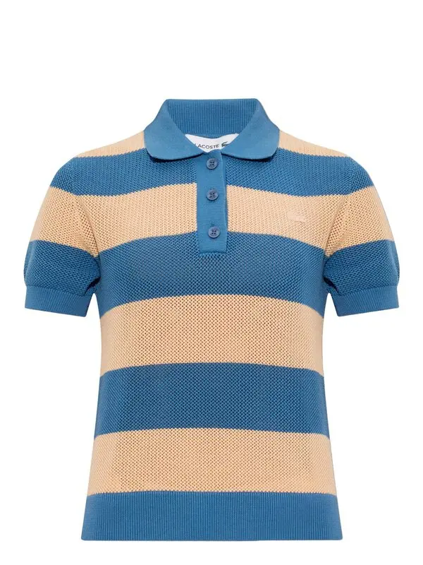 Lacoste Striped Cotton Polo - Blue