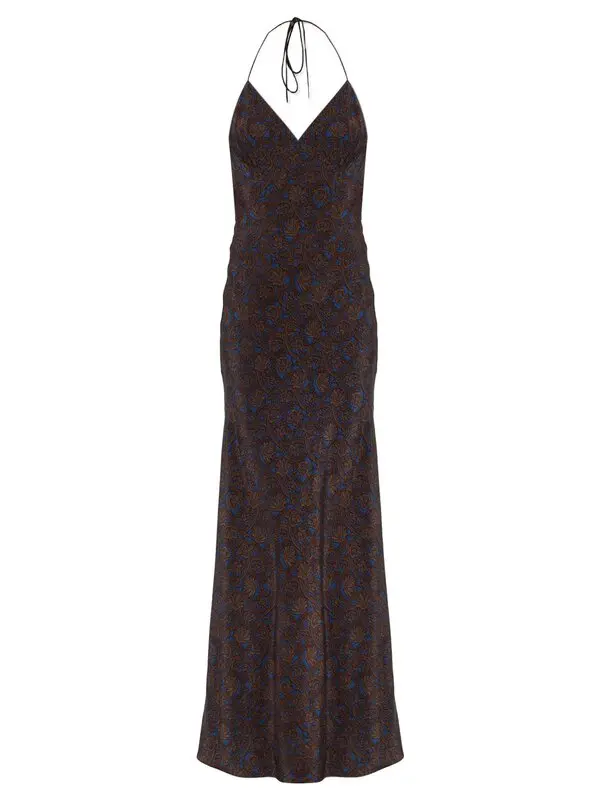 Matteau Silk Maxi Dress With Paisley Print - Brown