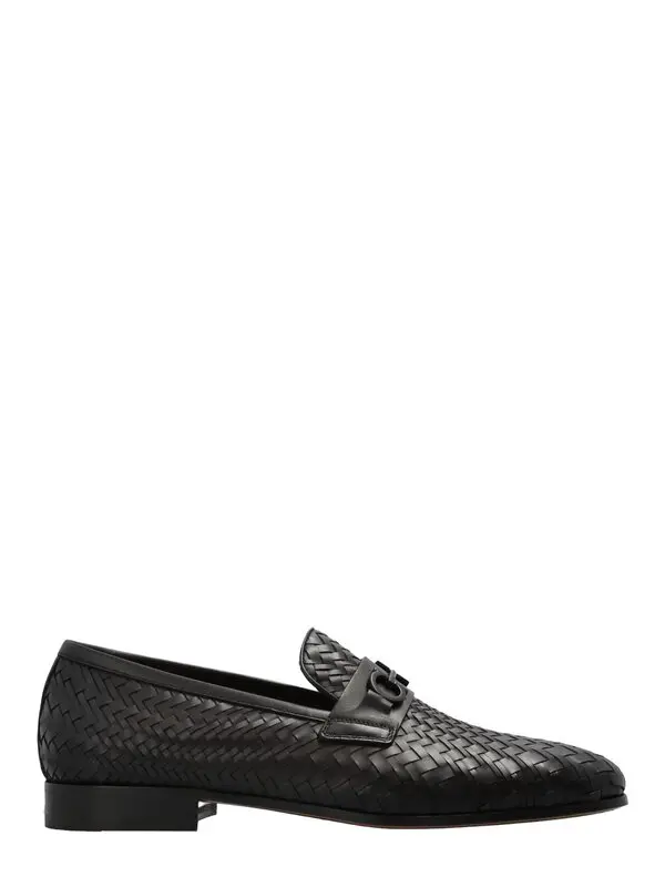 FERRAGAMO Balty" Loafers In Leather With Intrecciato Detail - Brown