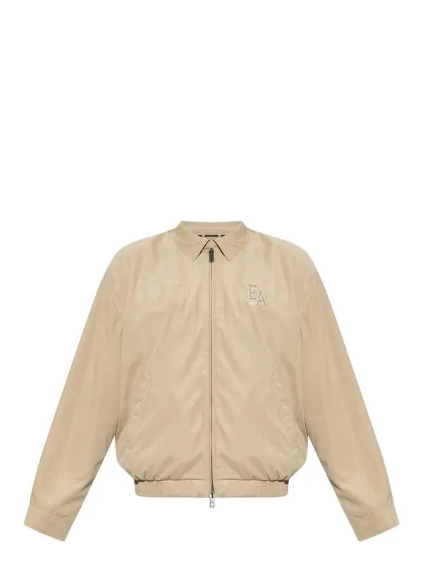 Emporio Armani Embroidered Logo Bomber Jacket - Beige