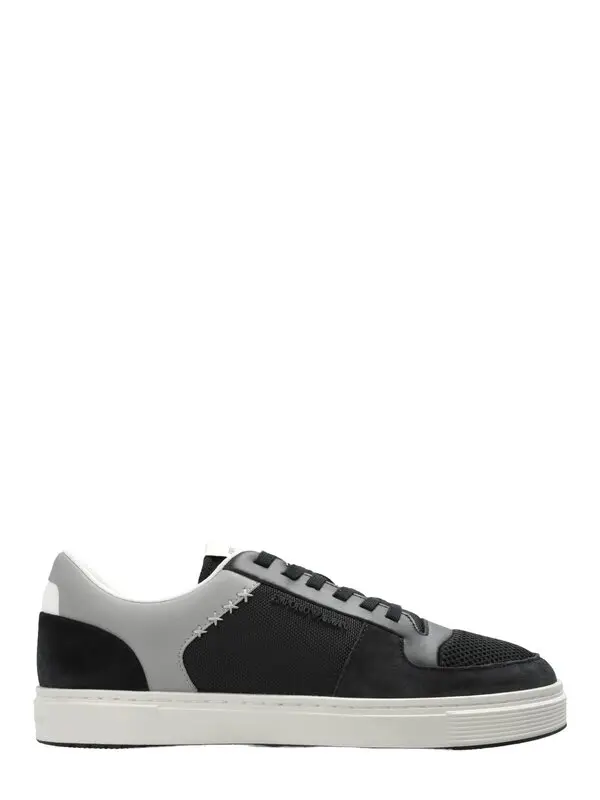 Emporio Armani Low-top Leather, Suede, And Mesh Sneakers - Multicolour