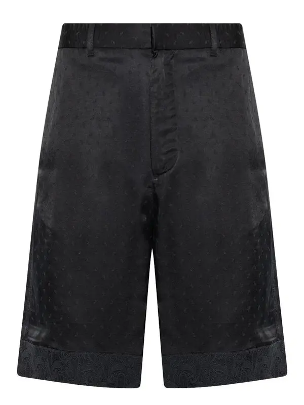 Emporio Armani Paisley Pattern Cupro-lyocell Blend Shorts - Black