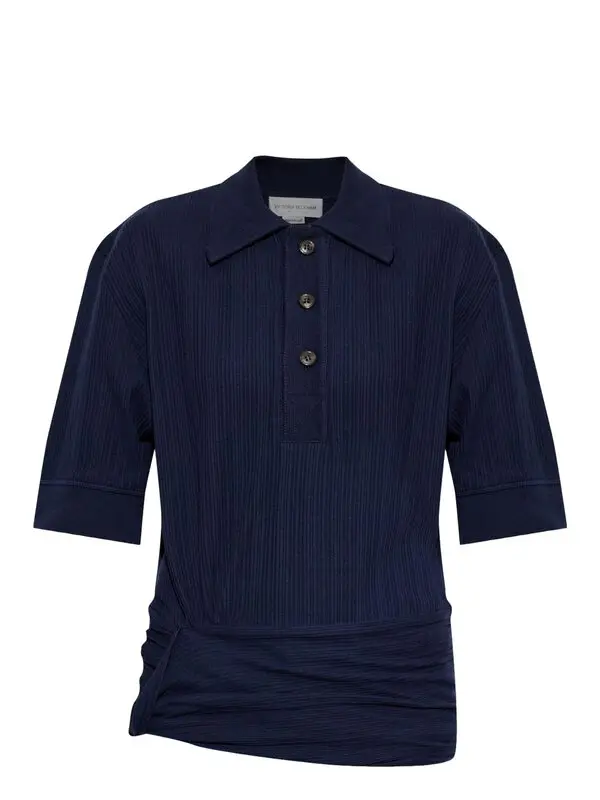 Victoria Beckham Ribbed Knit Top - Navy Blue