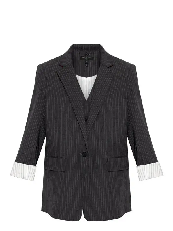 Rag & Bone Pinstripe Blazer And Vest Set - Grey