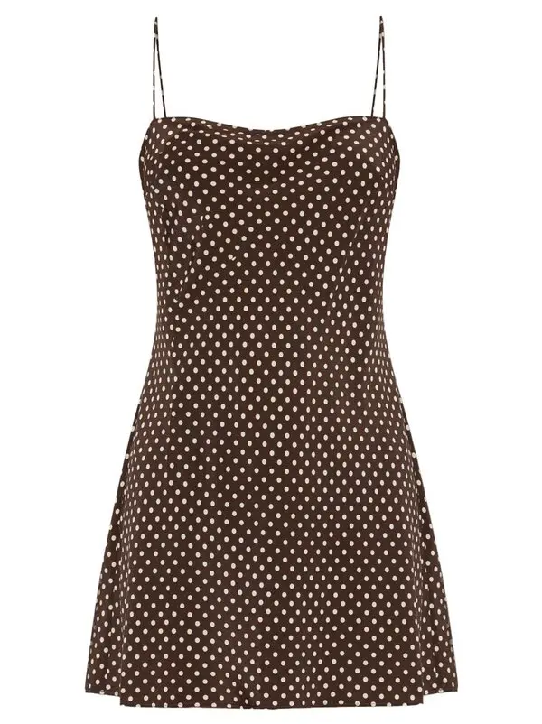 Matteau Silk Polka Dot Mini Dress - Brown