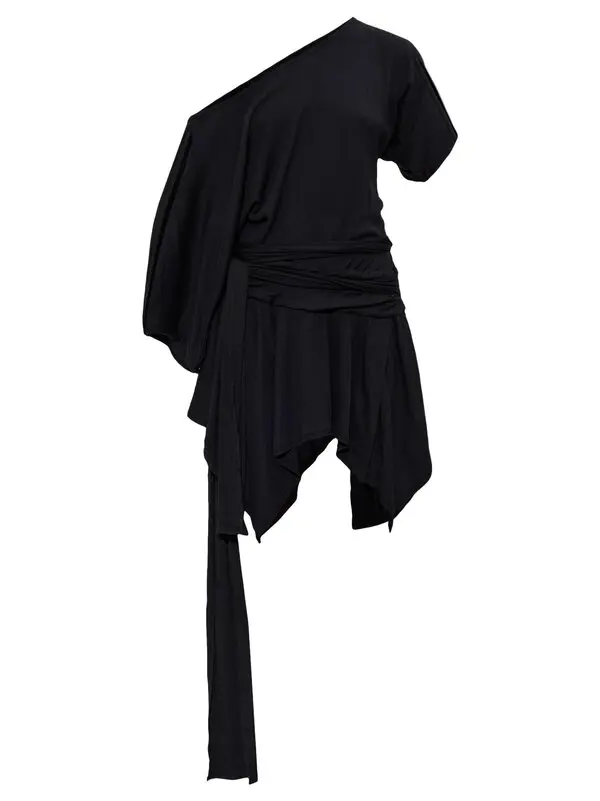 MISBHV Asymmetrical Draped Dress - Black