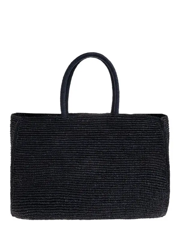 Lié Studio Charlotte Large Raffia Shopper Bag - Navy Blue
