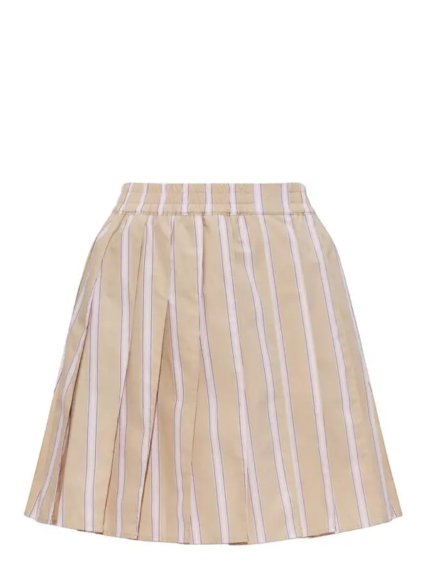 Lacoste Pleated Midi Skirt With Vertical Stripes - Beige