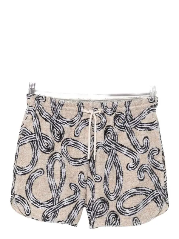 Loewe Printed Cotton Blend Shorts - Beige