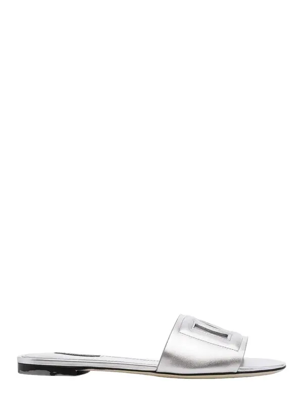 Dolce & Gabbana Millennial Metallic Leather Sandals - Silver