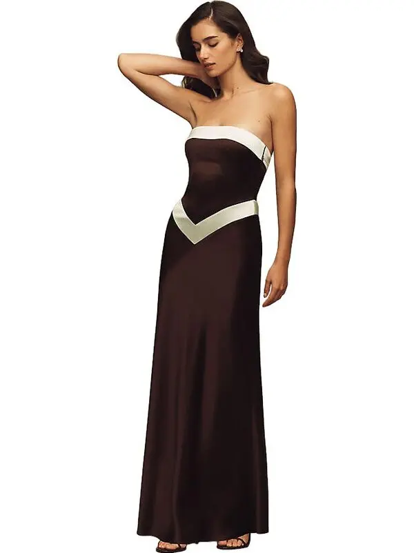MARE MARE Colorblock Draped Maxi Dress - Chocolate