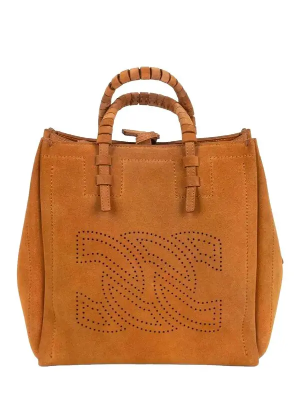 Casadei Perforated Logo Tote Bag - Brown