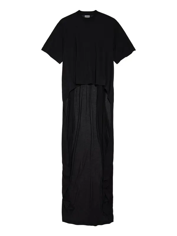 Balenciaga Train-detailed Sheer Jersey T-shirt - Black