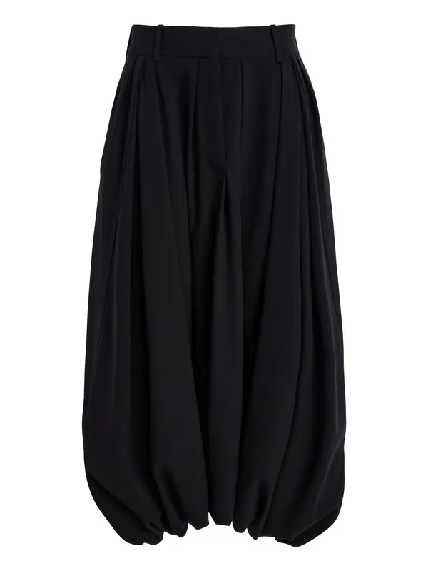 Michael Kors Draped Stretch-tissue Wool Crepe Culottes - Black