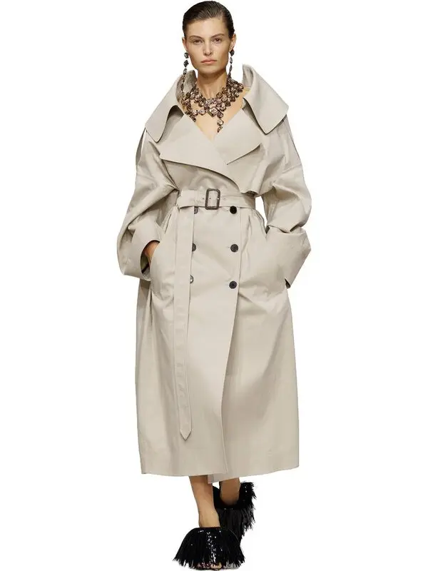 Givenchy Oversized Bonded Cotton Trench Coat - Neutral