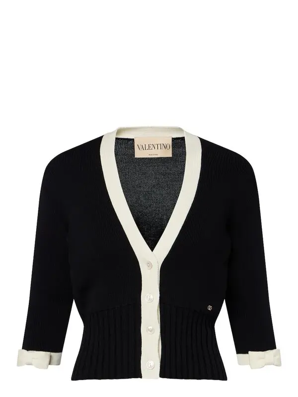 Valentino Garavani Cotton Cardigan With Bow Detail - Black