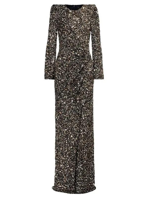 Jenny Packham Marie Sequined Gown - Black