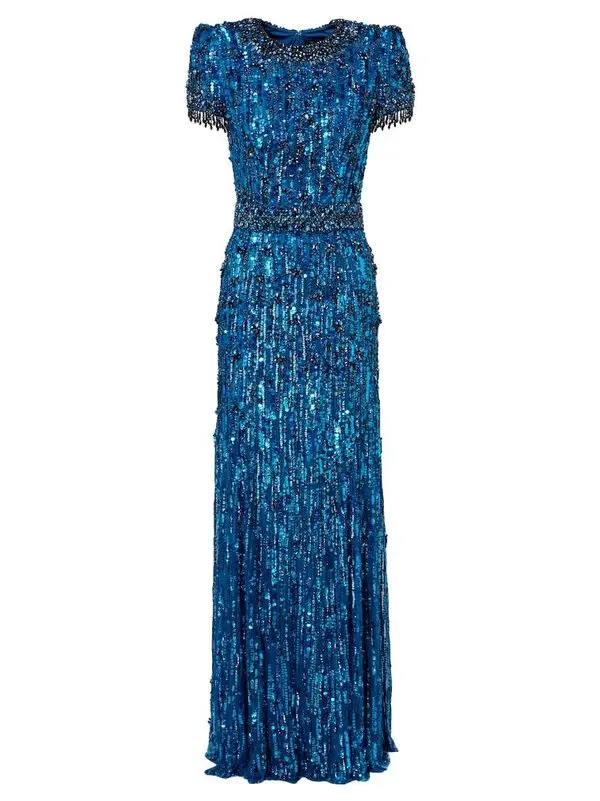 Jenny Packham Embellished Gown - Blue