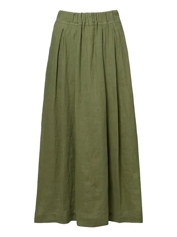 Velvet By Graham & Spencer Linda Linen Midi Skirt - Green