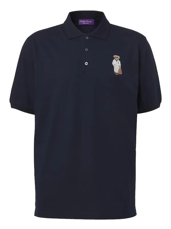 Ralph Lauren Purple Label Embroidered Cotton And Cashmere Polo Shirt - Blue
