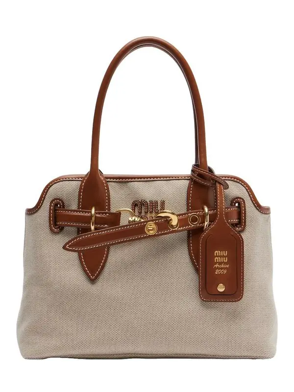 Miu Miu Aventure Small Canvas Tote Bag - Beige